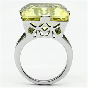 Marimor Jewelry 32.44 Carat Princess Cut Citrine Yellow Cubic Zirconia Stainless Steel Cocktail Ring Size 5