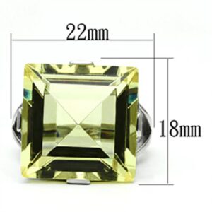 Marimor Jewelry 32.44 Carat Princess Cut Citrine Yellow Cubic Zirconia Stainless Steel Cocktail Ring Size 5