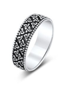 heartbeat sterling silver trinity knot celtic beaded edge eternity wedding band ring (10)