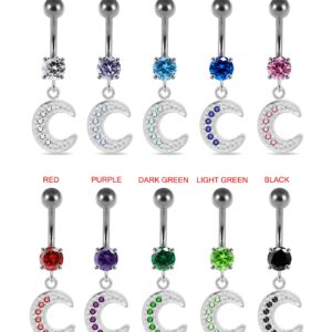 Light Green Gemstone Fancy C Alphabet Dangling 925 Sterling Silver with Stainless Steel Belly Button Navel Rings