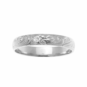 Arthur's Jewelry Sterling silver 925 Hawaiian plumeria scroll 4mm band ring size 5.5