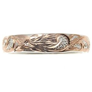 Arthur's Jewelry Pink rose gold plated sterling silver 925 Hawaiian plumeria scroll 4mm band ring size 3.5