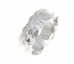 arthur's jewelry sterling silver 925 hawaiian 8mm ring plumeria flower scroll scallop cut out size 4