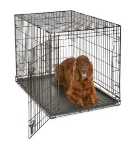 new world newly enhanced single door new world dog crate, includes leak-proof pan, floor protecting feet, & new patented features, 42 inch