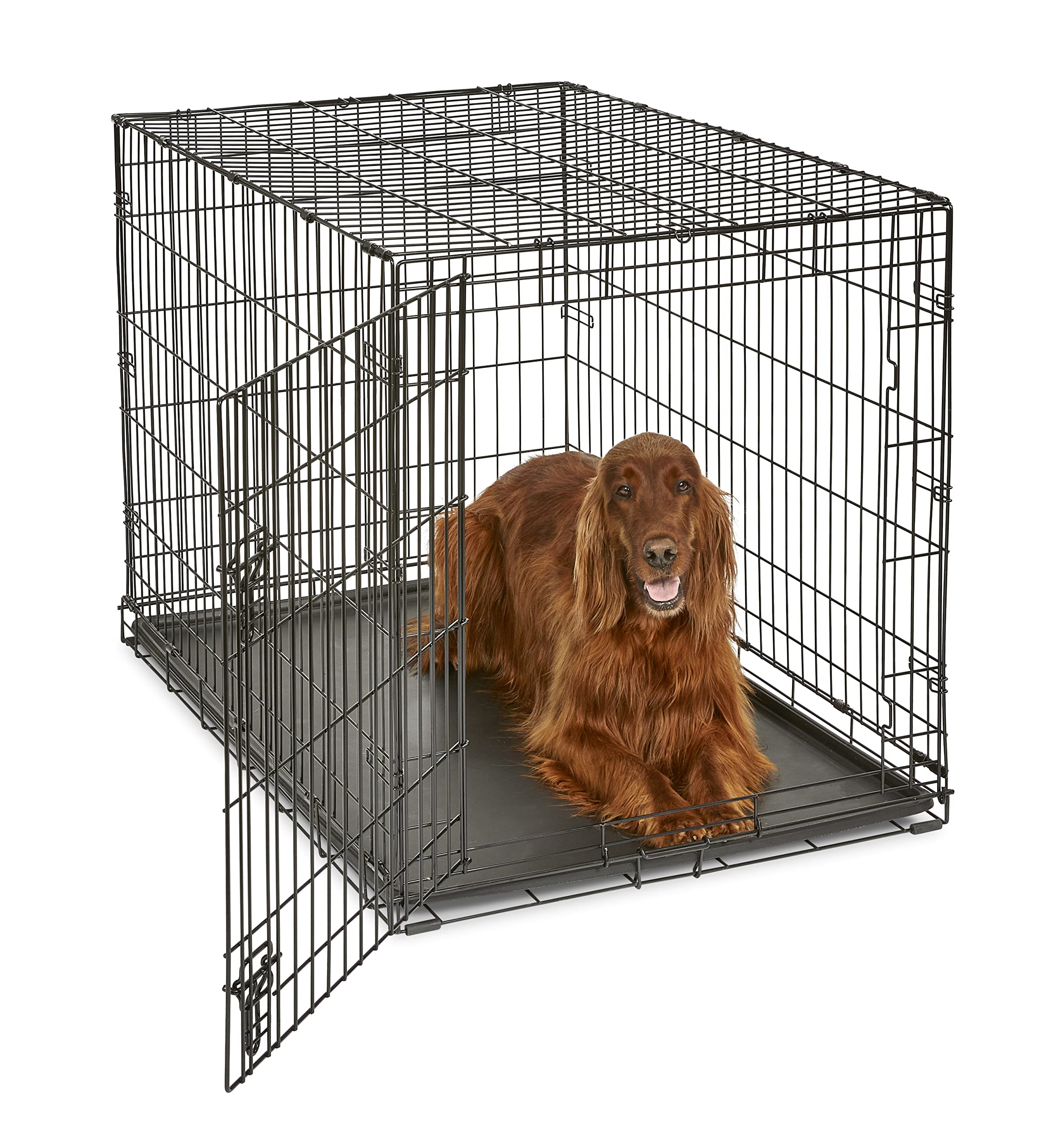 New World Newly Enhanced Single Door New World Dog Crate, Includes Leak-Proof Pan, Floor Protecting Feet, & New Patented Features, 42 Inch