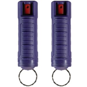 police magnum keychain pepper spray self defense belt clips- law enforcement strength oc- safety key chains for women & men- made in the usa-2 pack purple inj