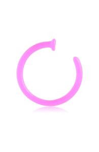 bioflex open nose ring hoop pink 1/4" 6mm 18g