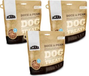 acana singles dog treats - duck and pears, 3.25oz each (3 pack)