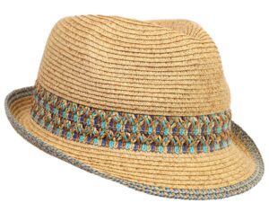 funky junque multicolor woven fedora - blue