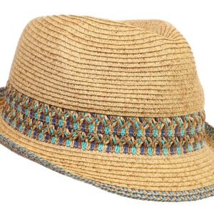 Funky Junque Multicolor Woven Fedora - Blue