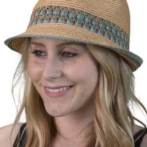 Funky Junque Multicolor Woven Fedora - Blue