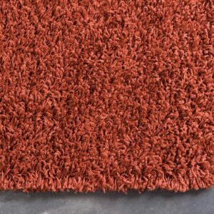 Unique Loom Solo Solid Shag Collection Modern Plush Terracotta Area Rug (12' x 15')