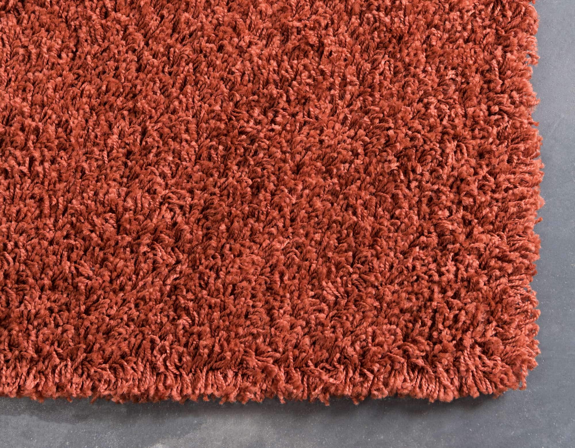 Unique Loom Solo Solid Shag Collection Modern Plush Terracotta Area Rug (12' x 15')