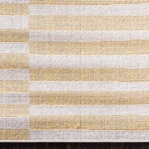 Unique Loom Williamsburg Collection Casual Transitional Thick Alternating Stripes Area Rug, 4 x 6 ft, Yellow/Beige