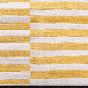 Unique Loom Williamsburg Collection Casual Transitional Thick Alternating Stripes Area Rug, 4 x 6 ft, Yellow/Beige