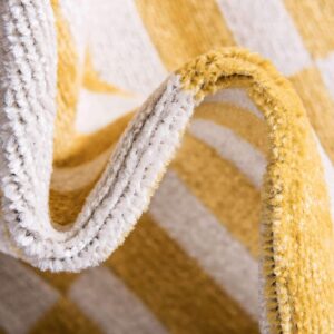 Unique Loom Williamsburg Collection Casual Transitional Thick Alternating Stripes Area Rug, 4 x 6 ft, Yellow/Beige