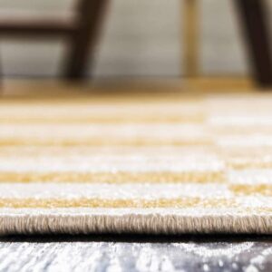 Unique Loom Williamsburg Collection Casual Transitional Thick Alternating Stripes Area Rug, 4 x 6 ft, Yellow/Beige