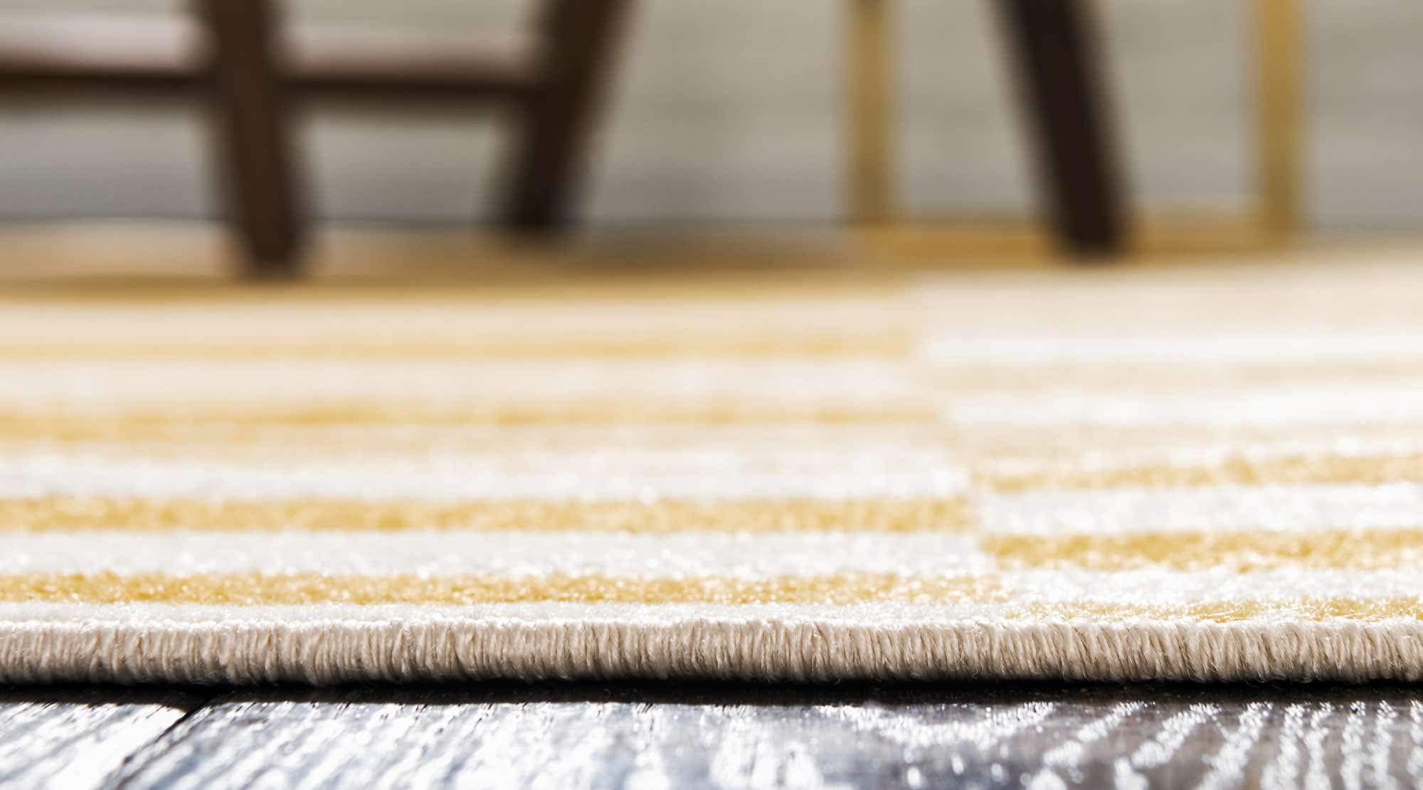 Unique Loom Williamsburg Collection Casual Transitional Thick Alternating Stripes Area Rug, 4 x 6 ft, Yellow/Beige