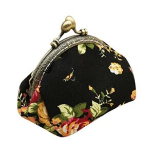 wallet,toraway lady vintage flower mini coin purse wallet clutch bag (black)