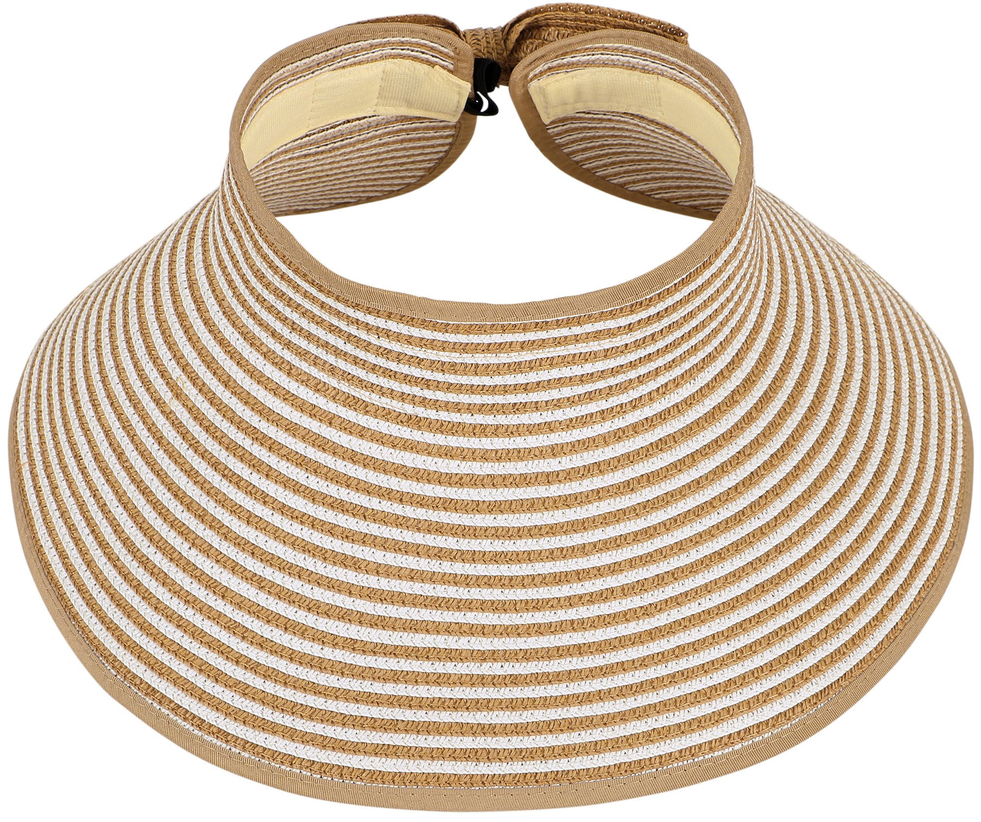 Simplicity Sun Hats for Women Fashionable Womens Wide Brim Hat Roll-up Straw Sun Visor Hat Beige/White