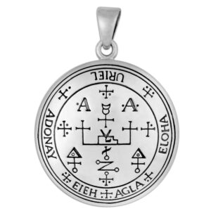 moonlight mysteries archangel uriel sigil pendant - .925 sterling silver angel sigils talisman for wisdom and illumination (1 1/4 inch)