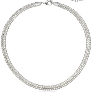 Anne Klein womens female Classics Silvertone Adjustable Flat Collar Chain Necklace, 17" L