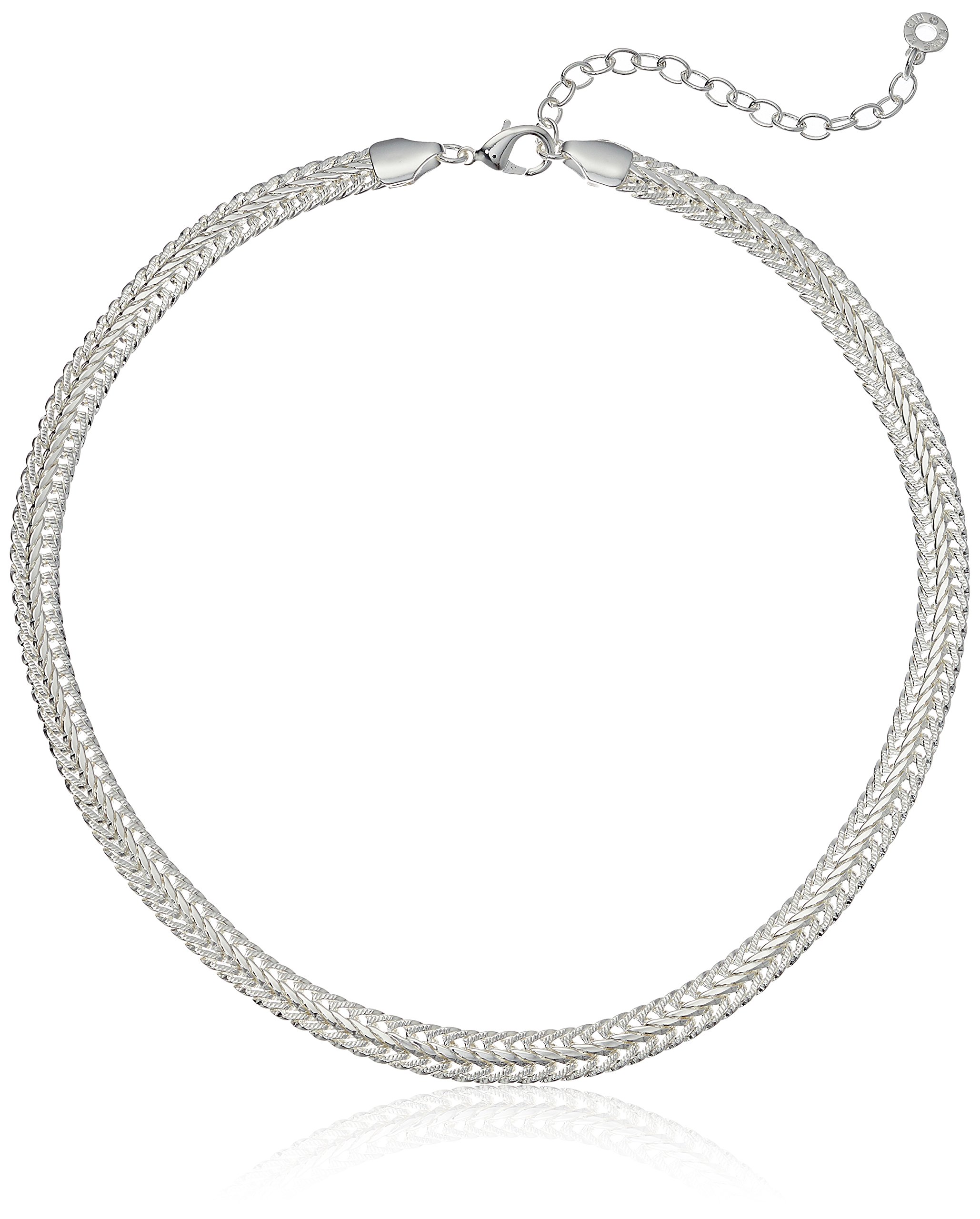 Anne Klein womens female Classics Silvertone Adjustable Flat Collar Chain Necklace, 17" L