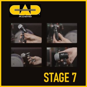 CAD Audio Stage7 Premium 7-Piece Drum Instrument Mic Pack with Vinyl Carrying Case with 2 Mic Stands & 2 Kick Stands and 7 XLR Microphone Cables XLR-M to XLR-F