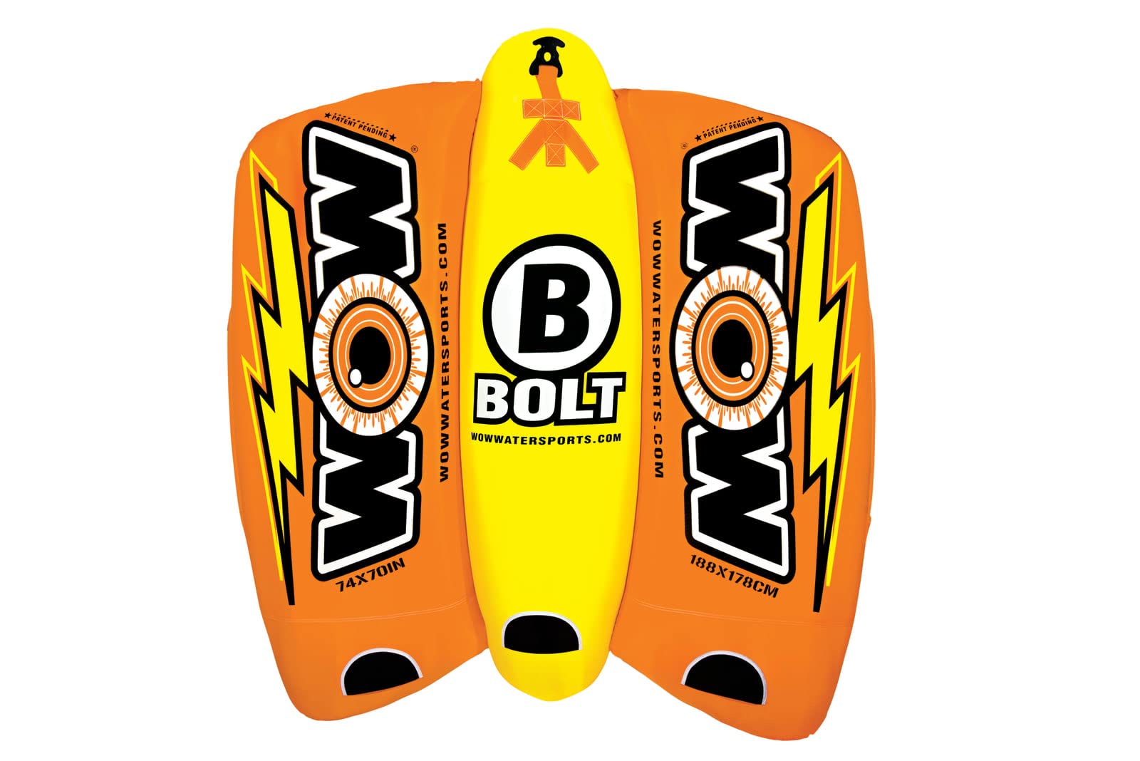 Wow Sports - Bolt Inflatable Towable Tube - 1-4 Riders - Perfect for Kids & Adults - Soft Top Deck Tube