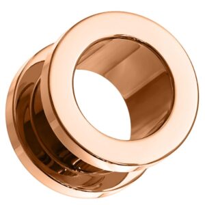 11/16 inch 18mm rose gold anodized over 316l surgical steel flesh tunnel double flared ear plugs - sold by piece