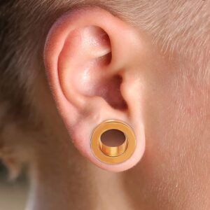 11/16 Inch 18MM Rose Gold Anodized Over 316L Surgical Steel Flesh Tunnel Double Flared Ear Plugs - Sold by Piece