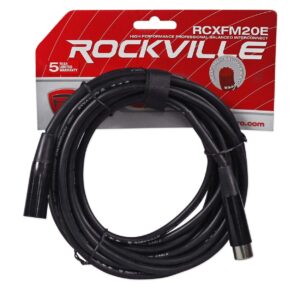 rockville female to male xlr mic cable,100% copper, black, 20 foot (rcxfm20e-b)