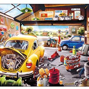 Buffalo Games - Hiro Tanikawa - Cartoon World - Sam's Garage - 1000 Piece Jigsaw Puzzle Yellow, Red, Brown, 26.75"L X 19.75"W