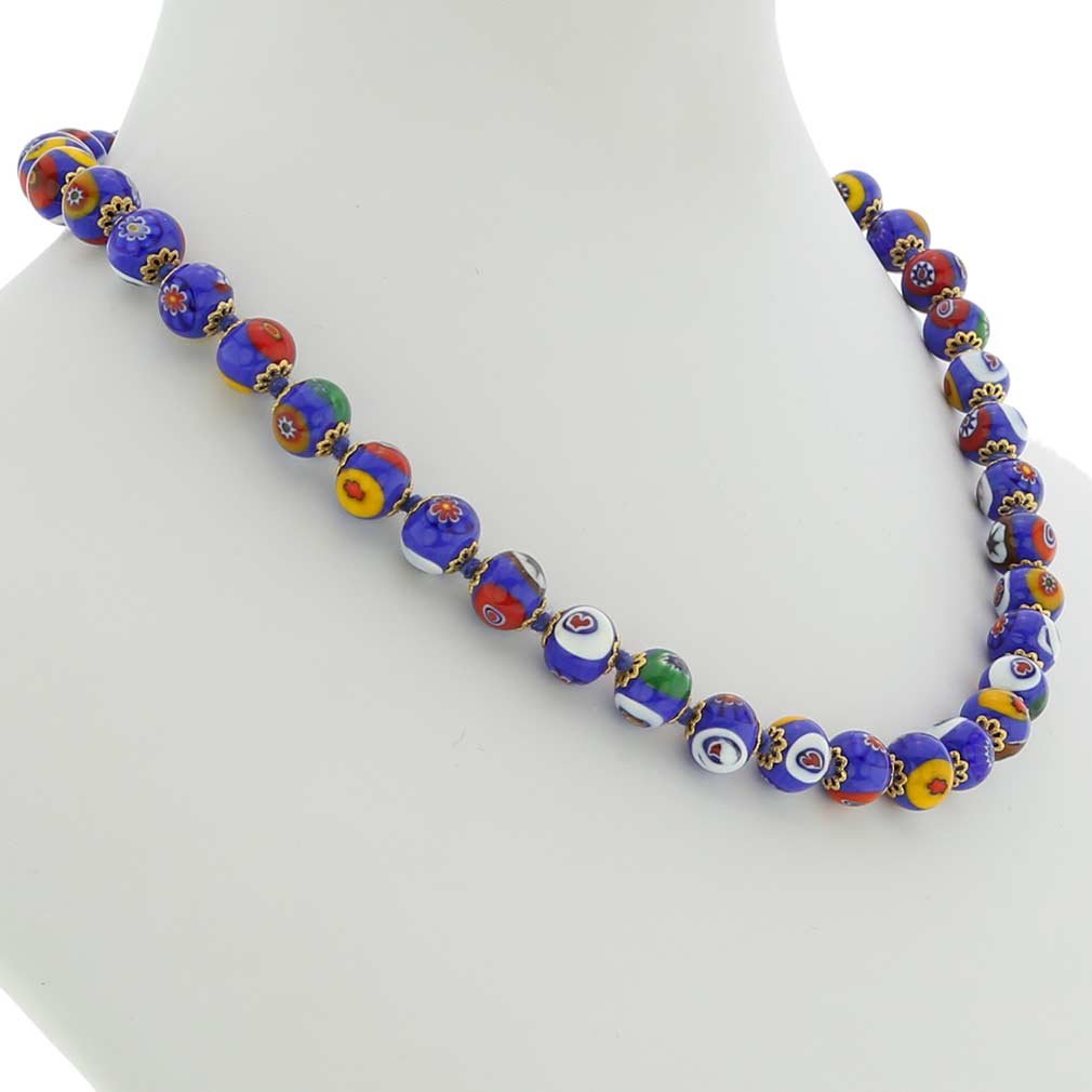 GlassOfVenice Murano Glass Mosaic Necklace - Blue