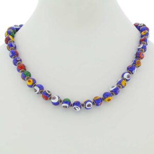 GlassOfVenice Murano Glass Mosaic Necklace - Blue