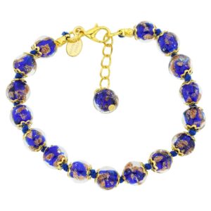 glass of venice murano glass bracelet italian blue sommerso sparkling beads handmade blown glass - murano glass bracelets for women