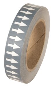 incom manufacturing: directional flow arrow pipe identification vinyl marking adhesive tape, 1 inch x 108 ft, gray/white, white/gray