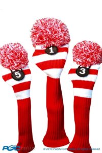 majek golf club 1 3 5 white and red limited edition driver and fairway wood head covers fits 460cc drivers tour knit retro vintage pom classic long neck metal longneck woods headcovers