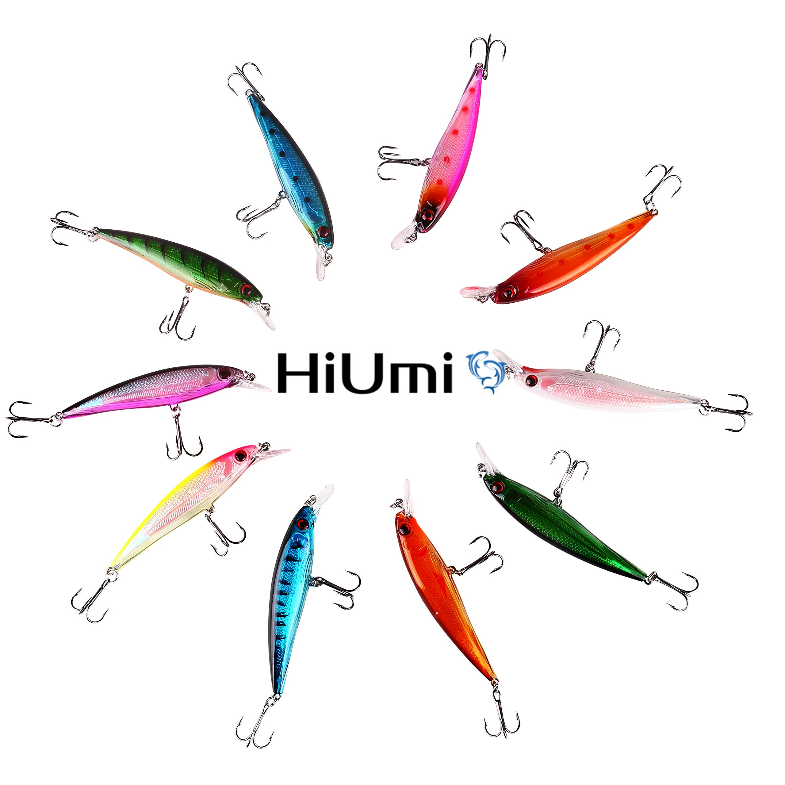 Hiumi Lot 10pcs 13.5g 11cm Plastic Minnow Fishing Lures Bass CrankBait Tackle(4.33 inch 0.48oz 10pcs) …