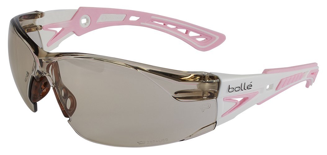 Bollé Safety 40249, Rush+ Small Safety Glasses Platinum, Pink & White Frame, CSP Lenses