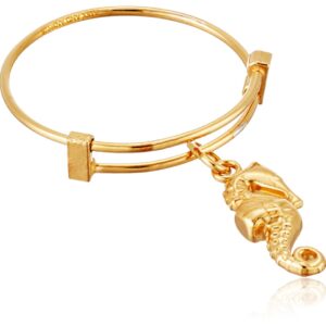 Alex and Ani Expandable Wire Ring, Seahorse, 14k Gold Plated Stackable Ring, Size 7-9