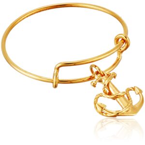 Alex and Ani Expandable Wire Ring, Anchor, 14k Gold Plated Stackable Ring, Size 7-9