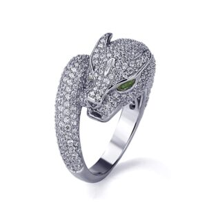 lavish sterling silver rhodium plated, puma design cz pave setting right hand ring 16mm, 9