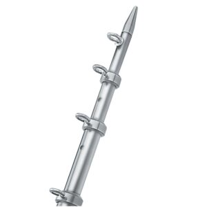 taco marine ot-0442vel15 aluminum tele-outrigger pole - 1-1/8" x 15', silver/silver