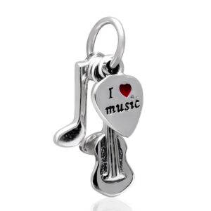 musical note,guitar,i love music red enamel heart charm 925 sterling silver bead for pandora charms bracelet