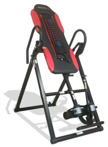 health gear itm5500 advanced technology inversion table with vibro massage & heat - heavy duty up to 300 lbs., black/red