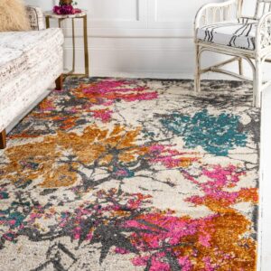 Unique Loom Aurora Collection Over-Dyed, Abstract, Botanical Southwestern, Transitional Area Rug, 2' 0" x 3' 0", Beige/Gray