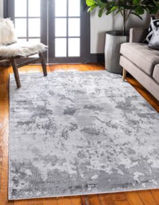 unique loom metro collection area rug (8' x 10' rectangle, light gray/ gray)