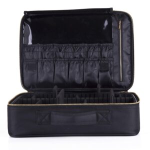 ROWNYEON Makeup Bag Cosmetic Makeup Train Case Artist Makeup Organizer Professional Portable Storage Bag for Women Girl Waterproof EVA Adjustable Dividers Large Black