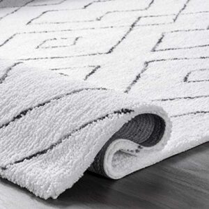 nuLOOM Beaulah Modern Trellis Shag Area Rug, 7' 6" x 9' 6", White